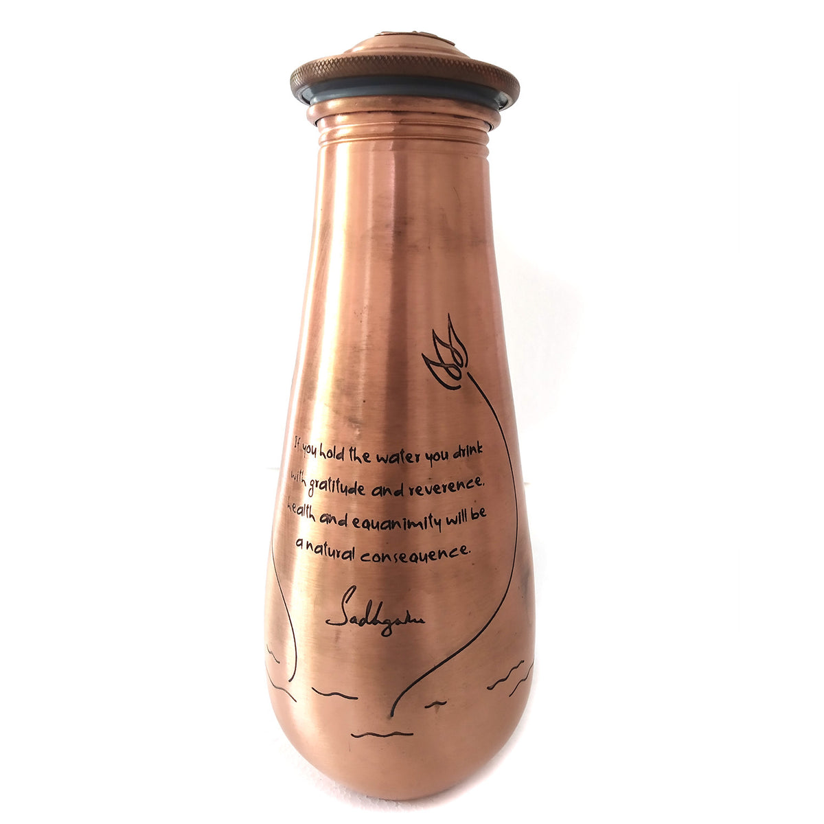 Copper Water Bottle Engraved with Sadhguru Quote, 700 ml — Isha Life SG