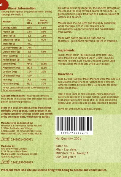Millet and Moringa Dosa Mix 200g — Isha Life SG